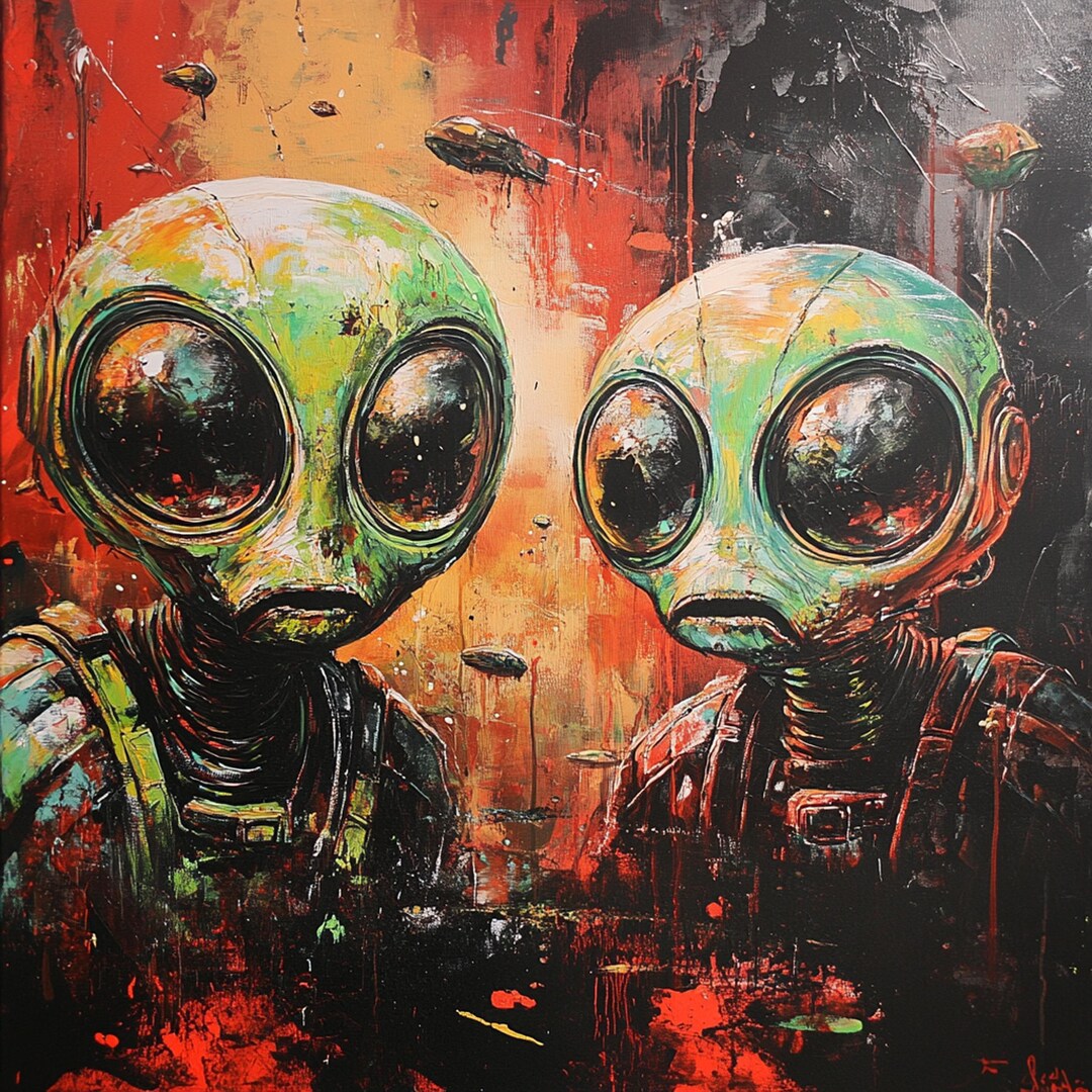 Aliens Wall Art Original, Interstellar Art, Oil Painting "cosmic ...