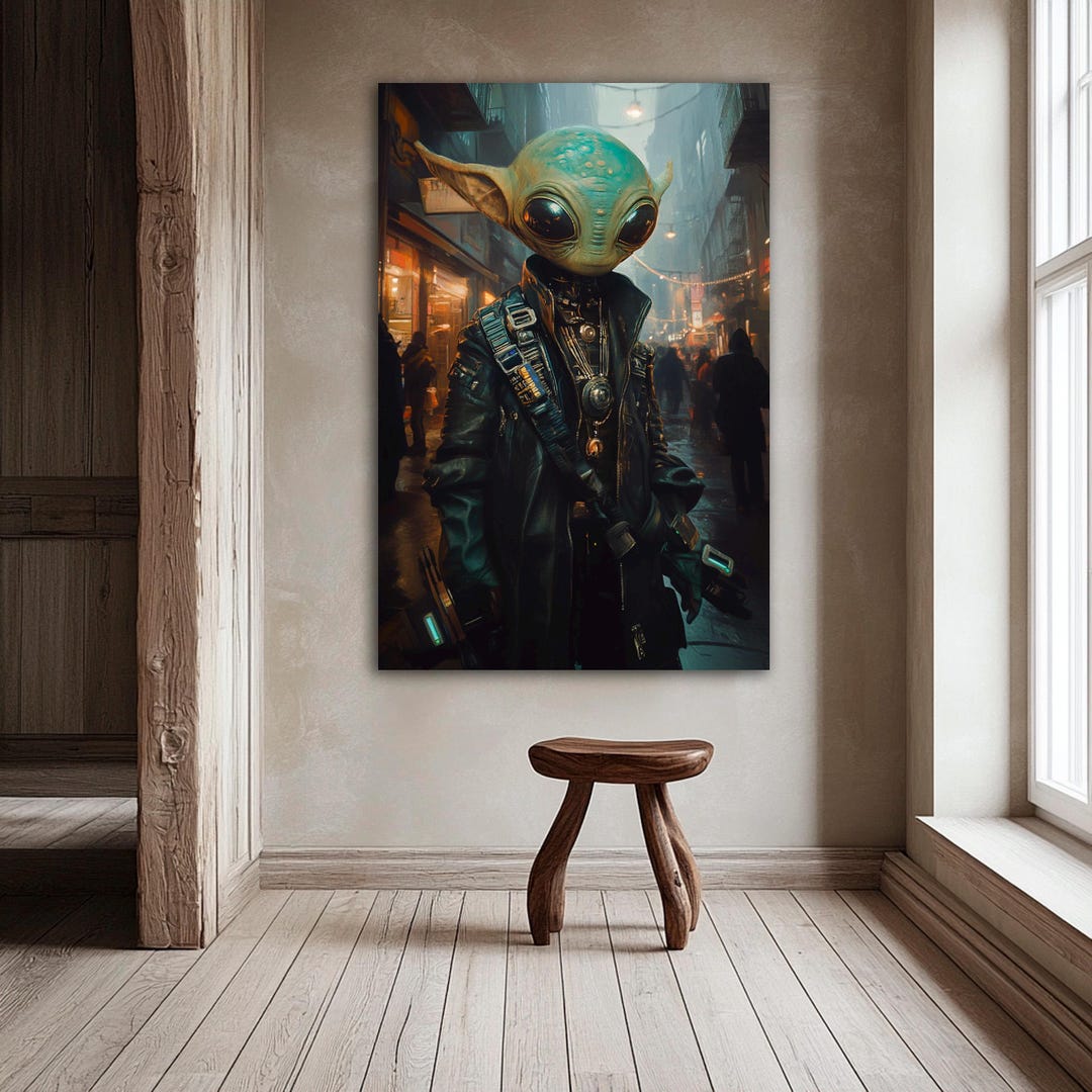 Original 54 X 36 Inch Painting by Alien "cyberpunk Voyager", One-of-a ...