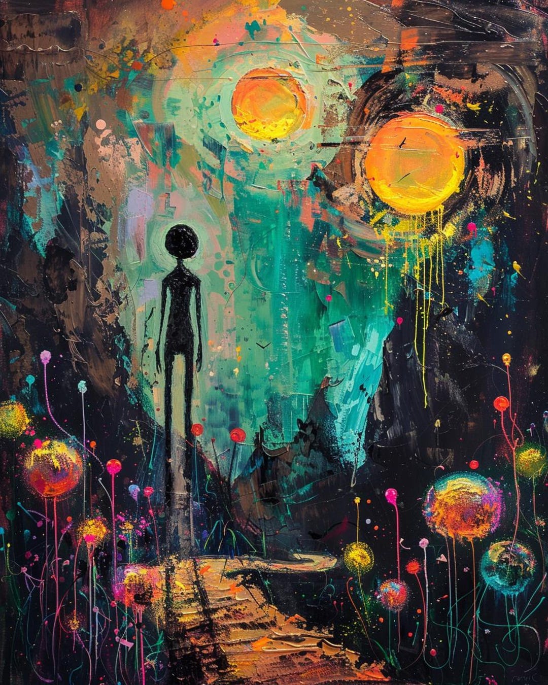 Cosmic Alien Landscape Painting: Sci-fi Wall Art, Original Artwork ...