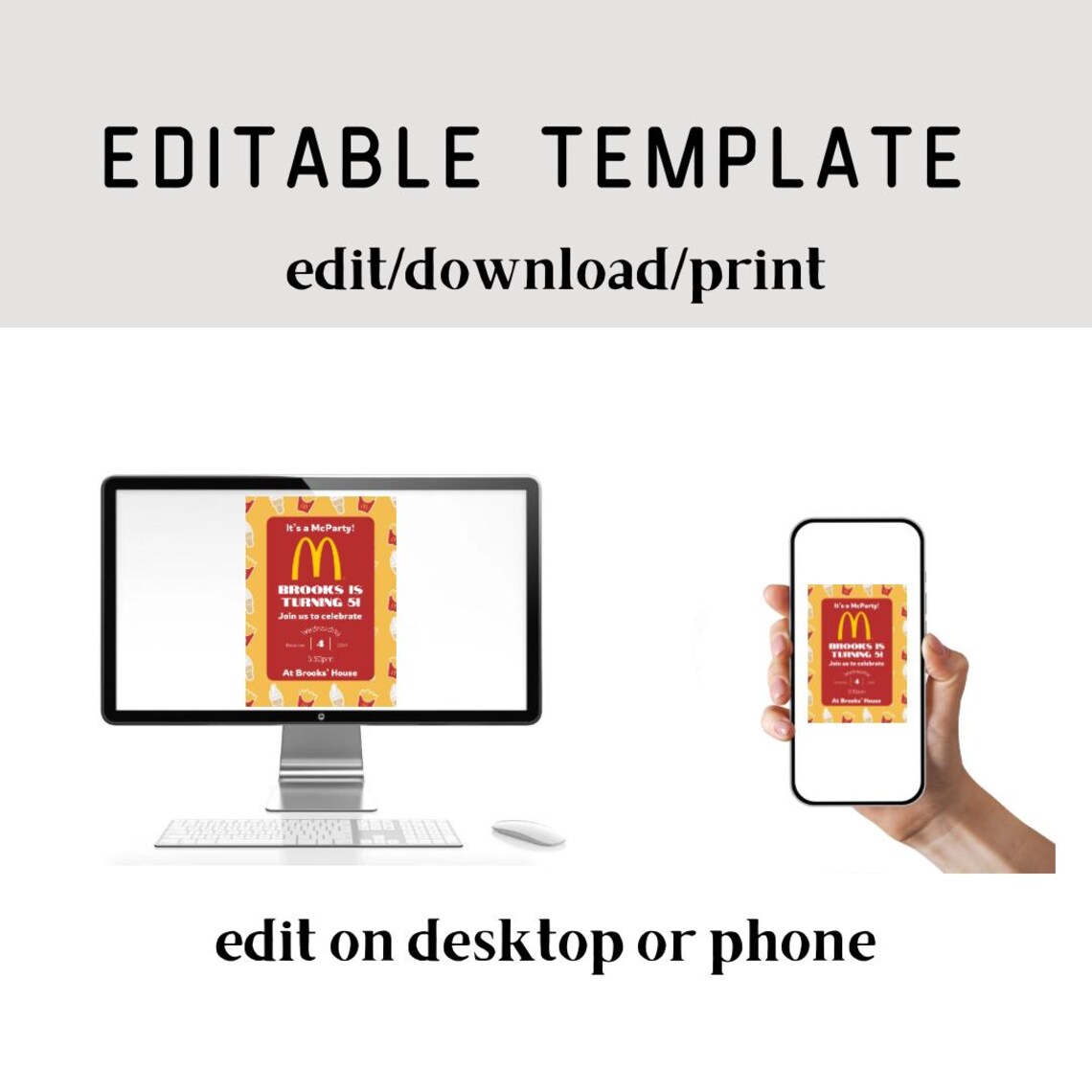 Mcdonald’s Birthday Party Invitation Template - Etsy
