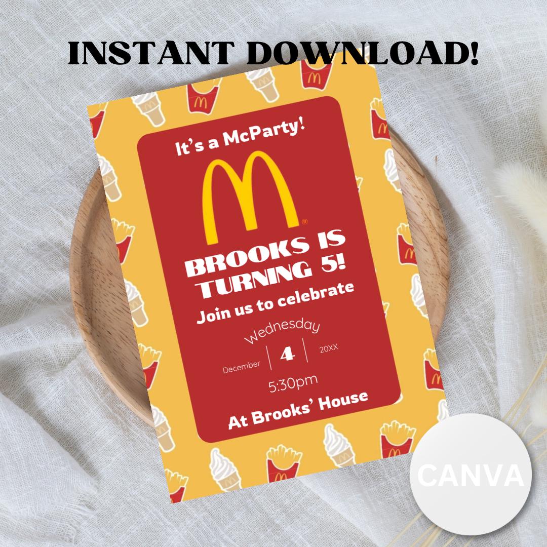 Mcdonald’s Birthday Party Invitation Template - Etsy