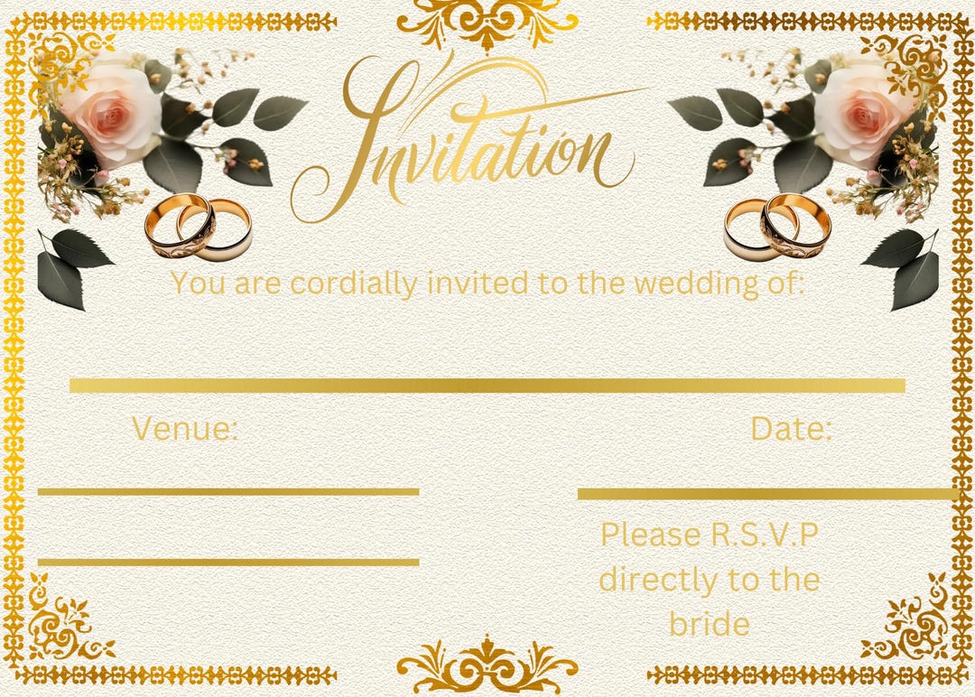 Elegant Gold Wedding Invitation - Etsy