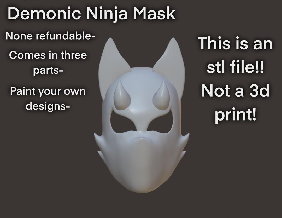 Demonic Ninja Fox Mask STL File - Etsy