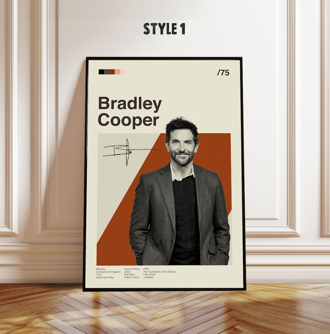 Bradley Cooper Poster, Bradley Cooper Wall Art, Signed Poster, Mid ...