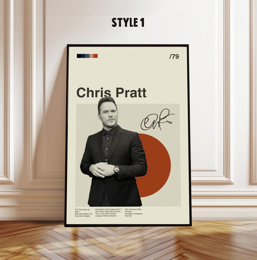 Chris Pratt Poster, Chris Pratt Wall Art, Signed Poster, Mid Century ...