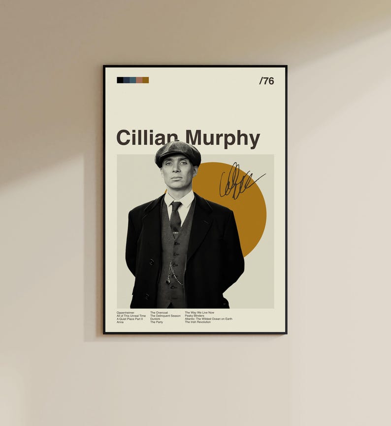 Cillian Murphy Poster, Cillian Murphy Wall Art, Signed Poster, Mid ...
