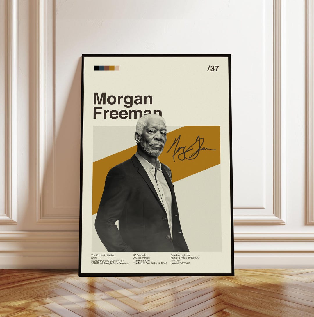 Morgan Freeman Poster, Wall Art, Signed Poster, Mid Century Modern Art ...