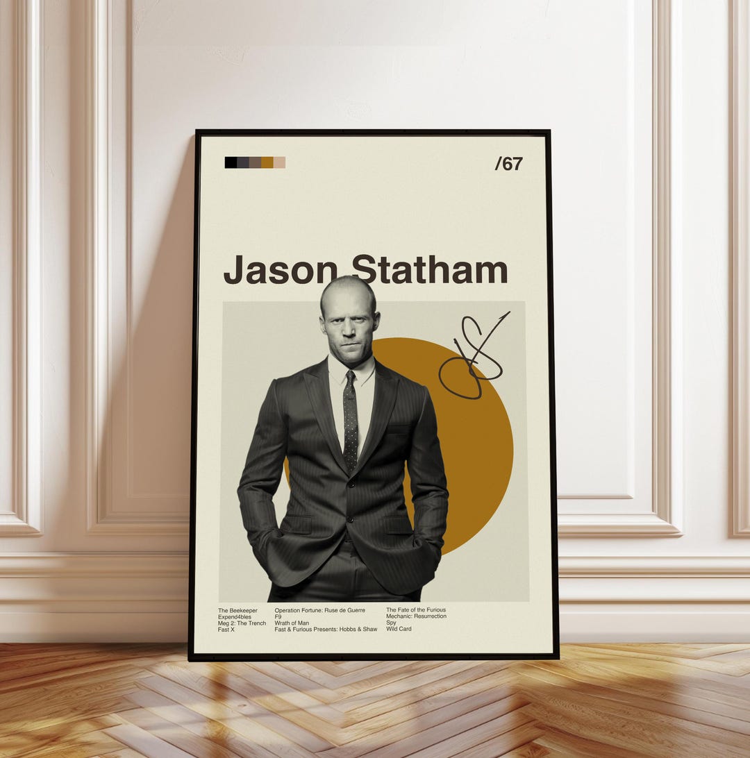 Jason Statham Poster, Signed Poster, Mid Century Modern Art, Minimalist ...