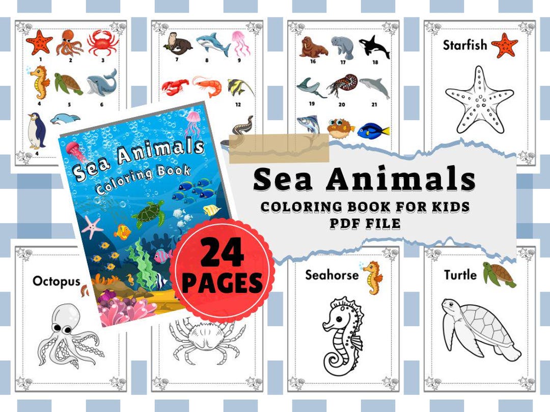 Sea Animals Coloring Book Pages Printable Kids Toddler Preschool ...