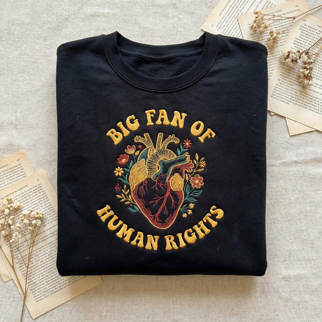 Anatomical Heart Human Rights Embroidered Sweatshirt, Floral Heart ...