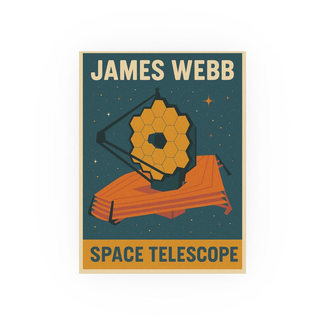 James Webb Space Telescope Poster, Retro Art Print, Space Decor, Sci-fi ...