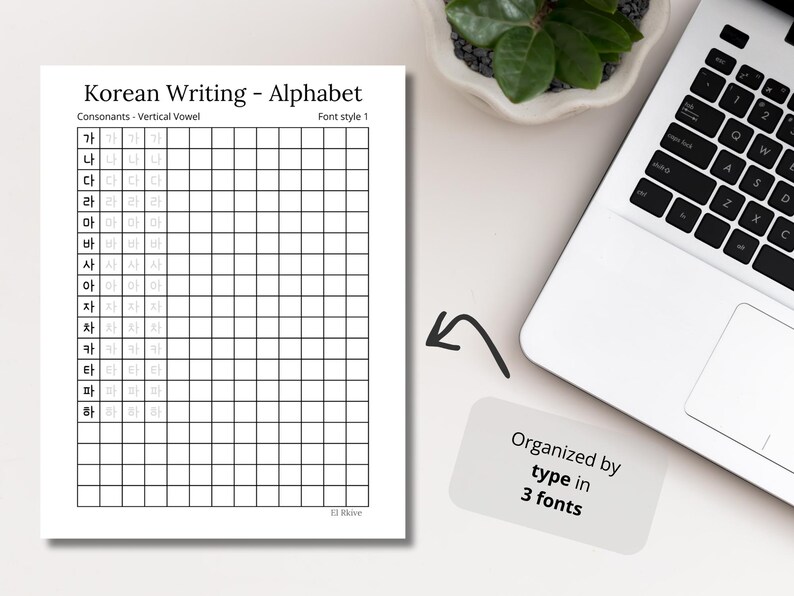 Hangul Writing Practice Printable | Korean Alphabet Writing Worksheet ...