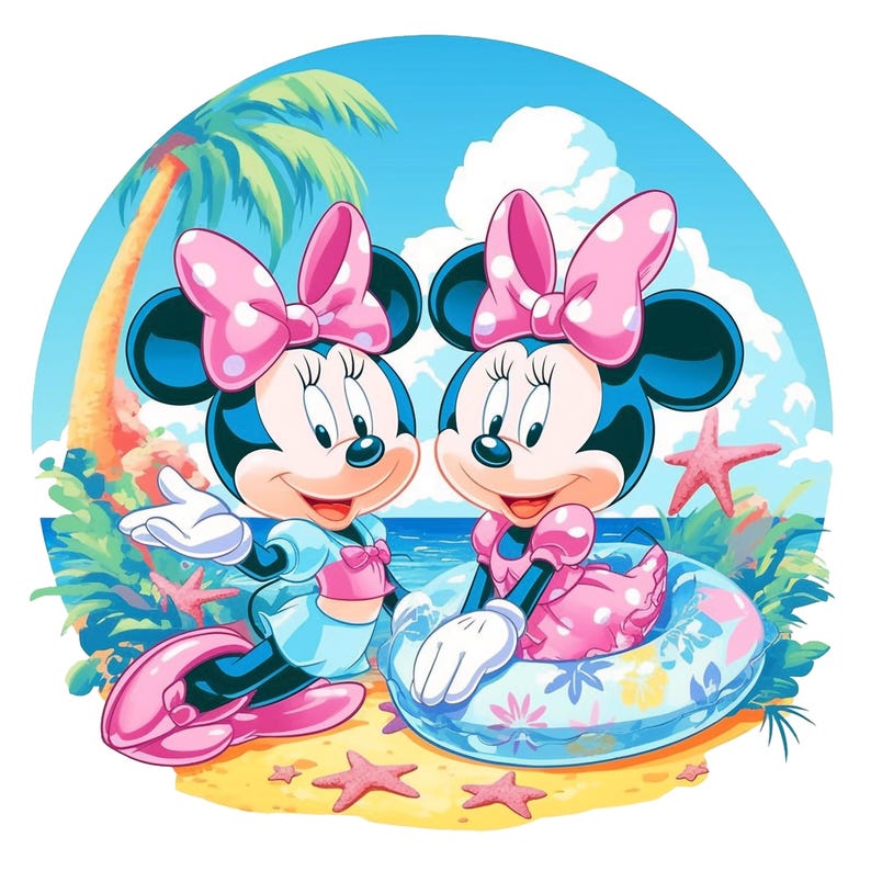 Minnie Mouse Beach Design Clipart - Commercial Use, Instant Download ...