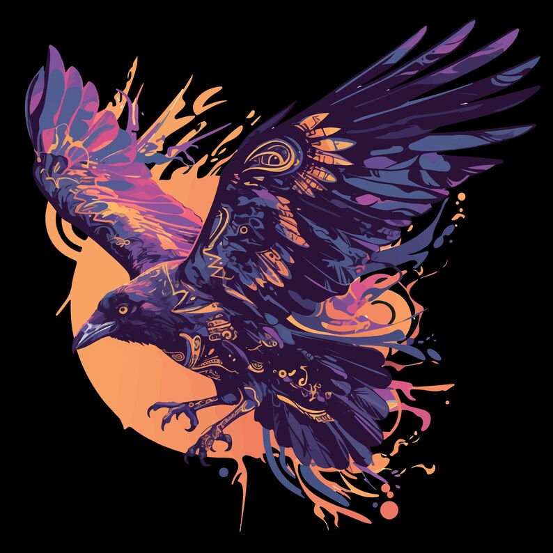 Raven Design Bundle , Psychedelic Raven Design Bundle - Etsy