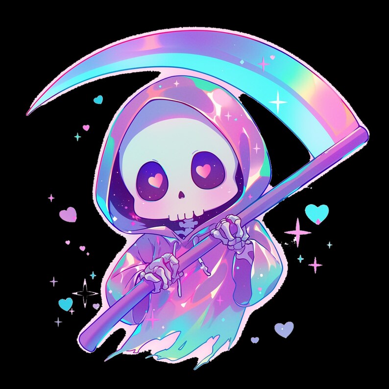 Iridescent Grim Reaper Png Bundle, Sublimation Design, Kids Png, Baby ...