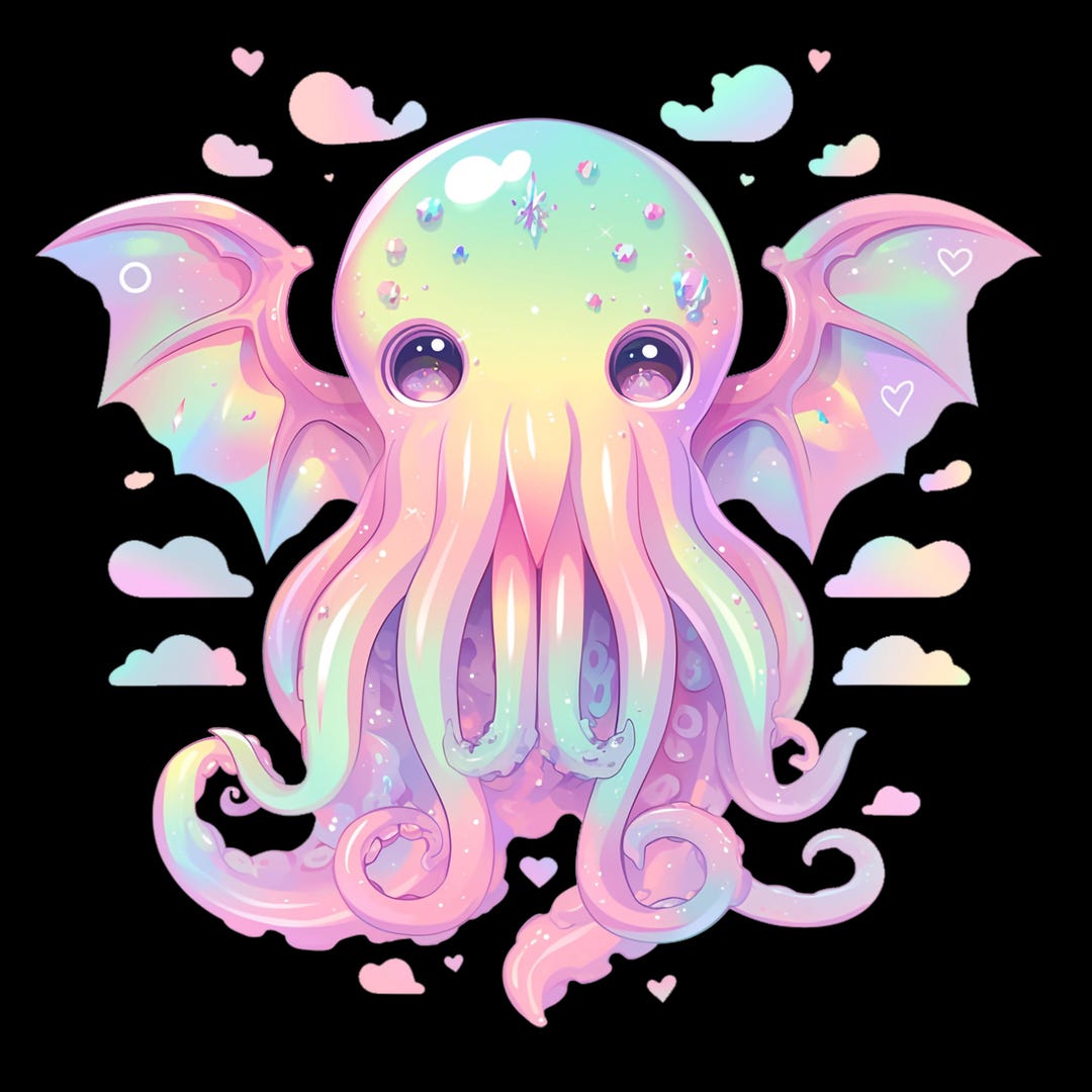 Iridescent Cthulhu Png, Sublimation Design, Kids Png, Baby Cthulhu Png ...