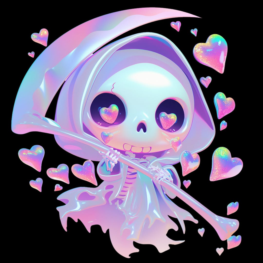Iridescent Grim Reaper Png Bundle, Sublimation Design, Kids Png, Baby ...
