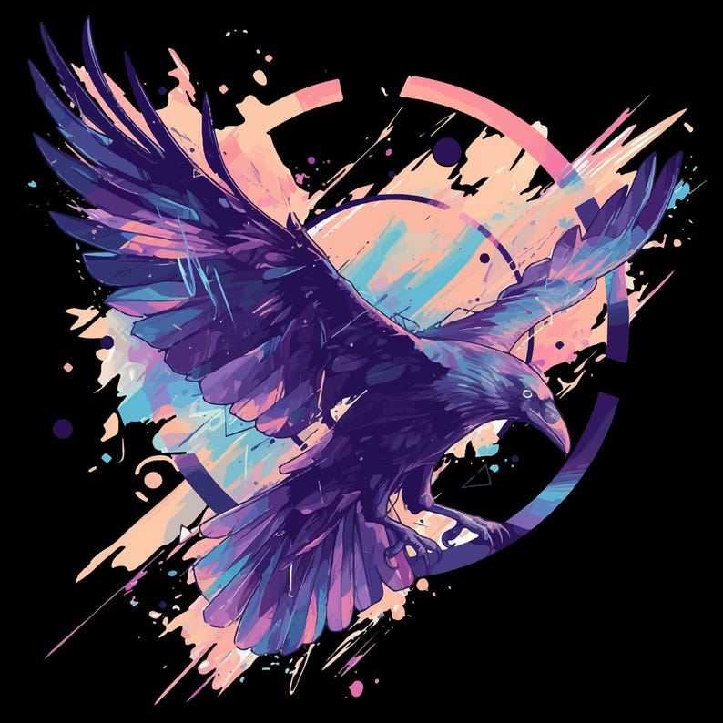 Raven Design Bundle , Psychedelic Raven Design Bundle - Etsy