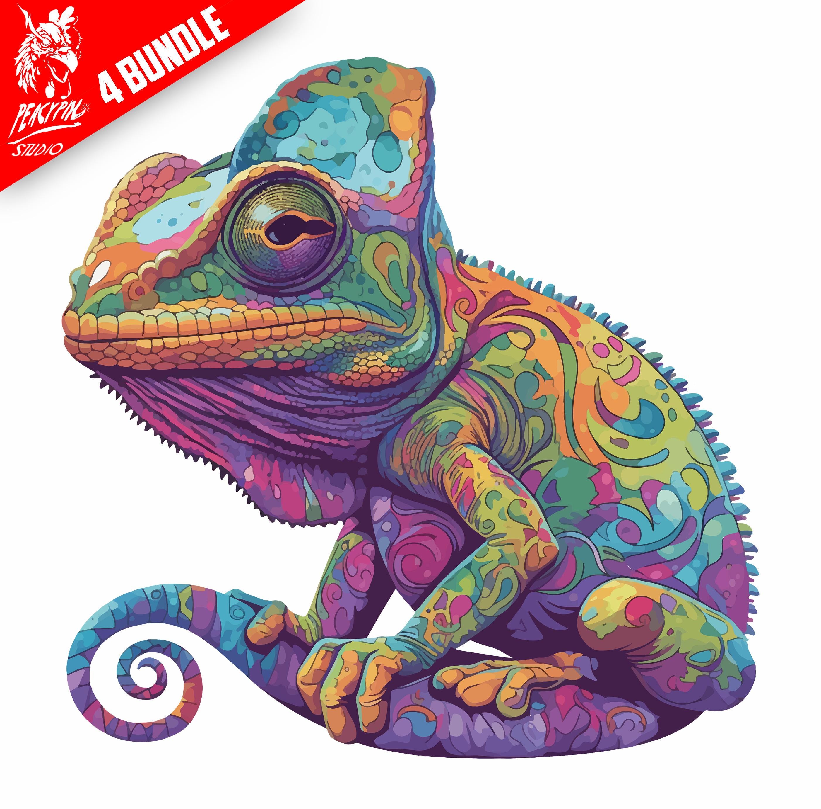 Chameleon Clipart | Trippy Psychedelic Chameleon | High-quality Designs ...