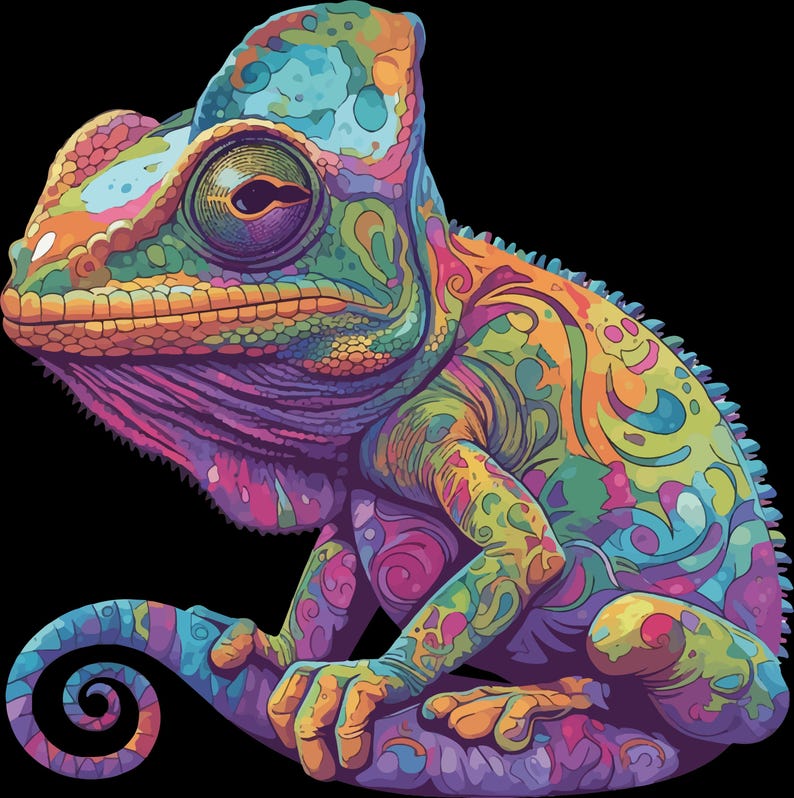 Chameleon Clipart | Trippy Psychedelic Chameleon | High-quality Designs ...