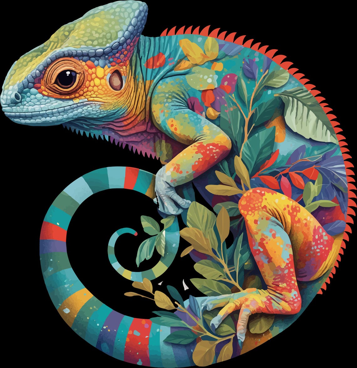 Chameleon Clipart | Trippy Psychedelic Chameleon | High-quality Designs ...