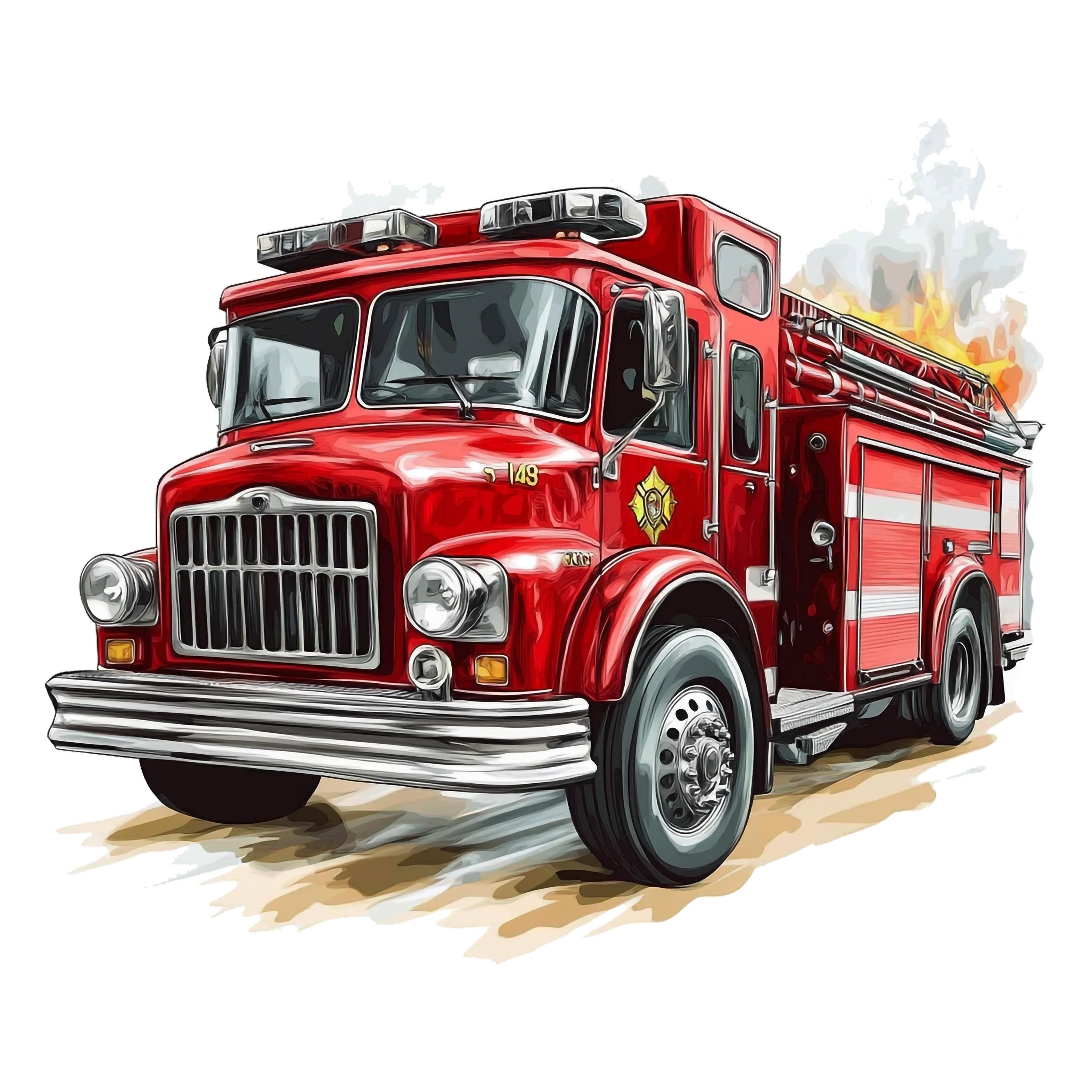 Fire Truck Clipart | Futuristic Fire Truck Clipart Bundle | 10 High ...