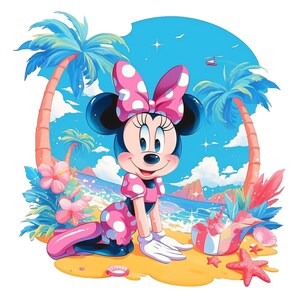 Minnie Mouse Beach Design Clipart - Commercial Use, Instant Download ...