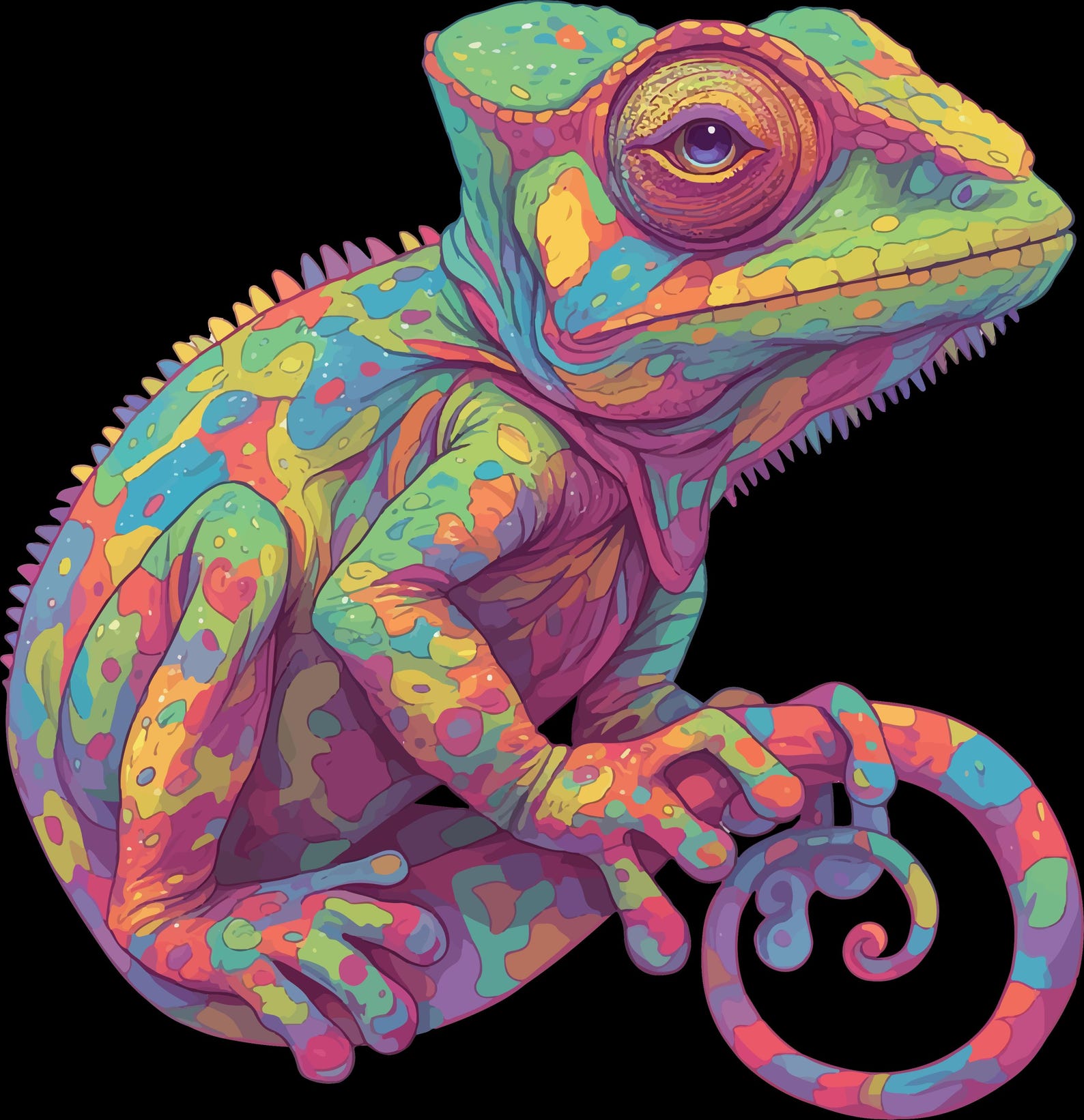 Chameleon Clipart | Trippy Psychedelic Chameleon | High-quality Designs ...