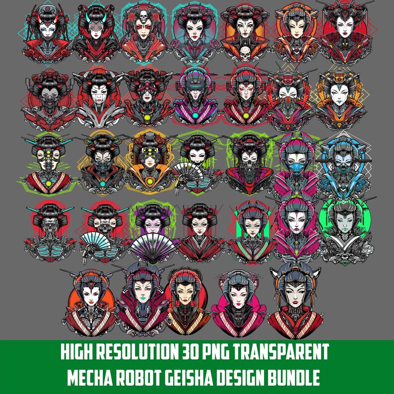30 Png Transparent Mecha Geisha - Etsy
