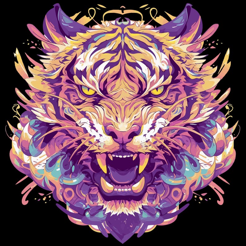 Tiger Head Design Bundle , Iridescent Tiger Head Design Bundle - Etsy