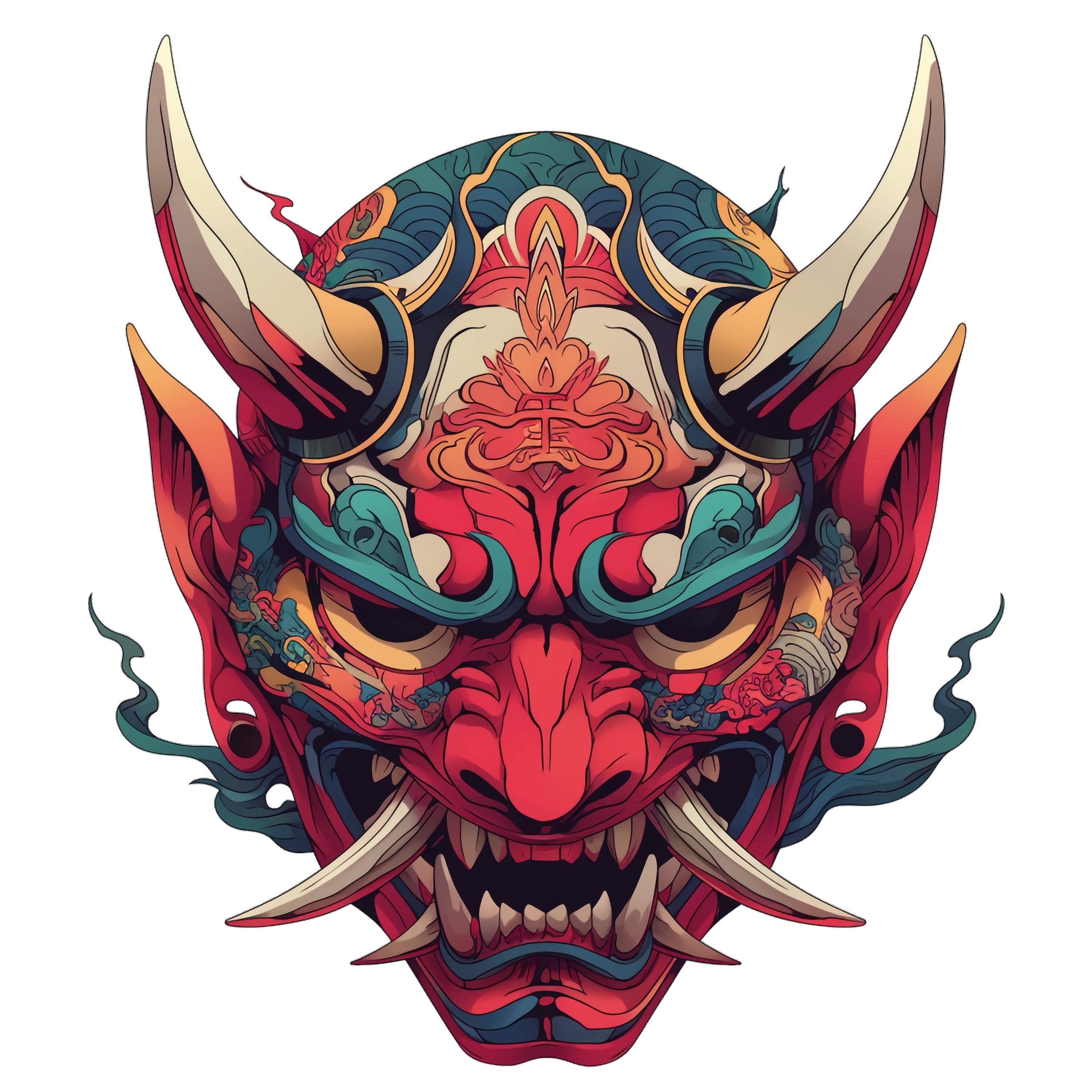 Oni Masks Clipart - 10 PNG Traditional Japanese Mask Illustrations ...