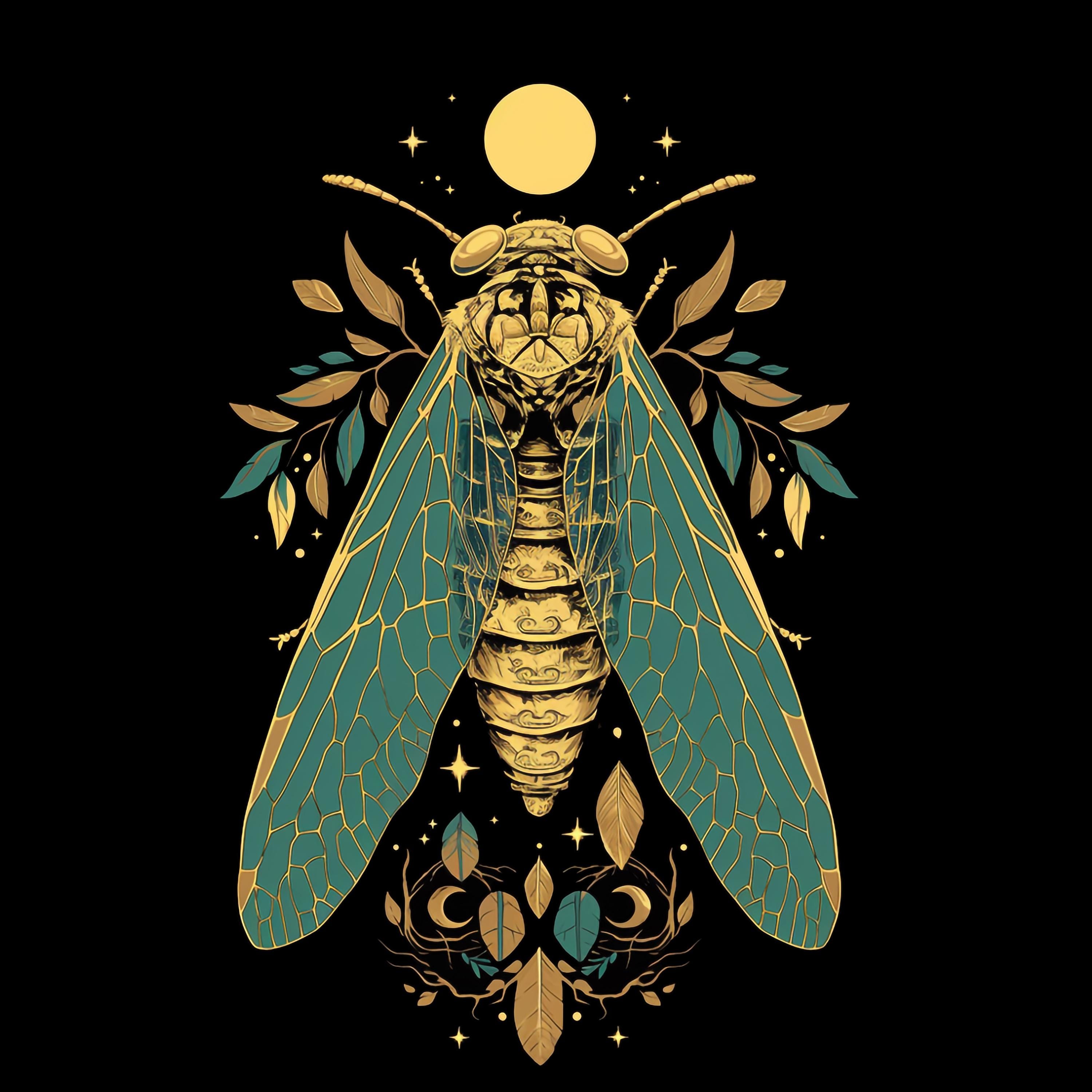 Bohemian Cicada Clipart Bundle, Tribal Boho Art Set, Kids Room Decor ...