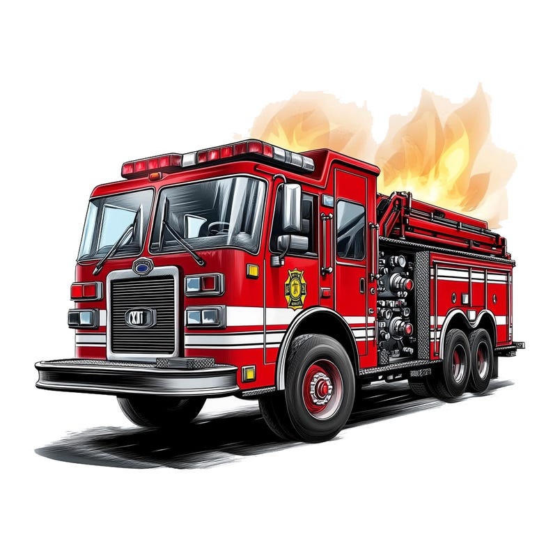 Fire Truck Clipart | Futuristic Fire Truck Clipart Bundle | 10 High ...