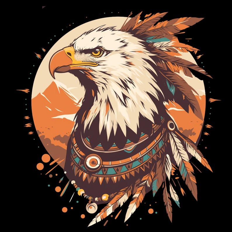 Bohemian Eagle Clipart Bundle, Tribal Boho Art Set, Kids Room Decor ...