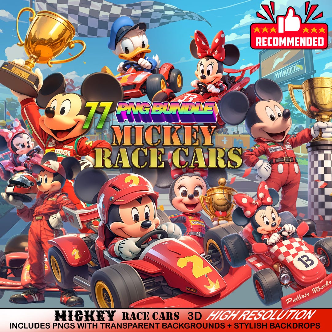 Mickey Racing PNG Bundle | Disney Racing Clipart | Mickey Racer ...