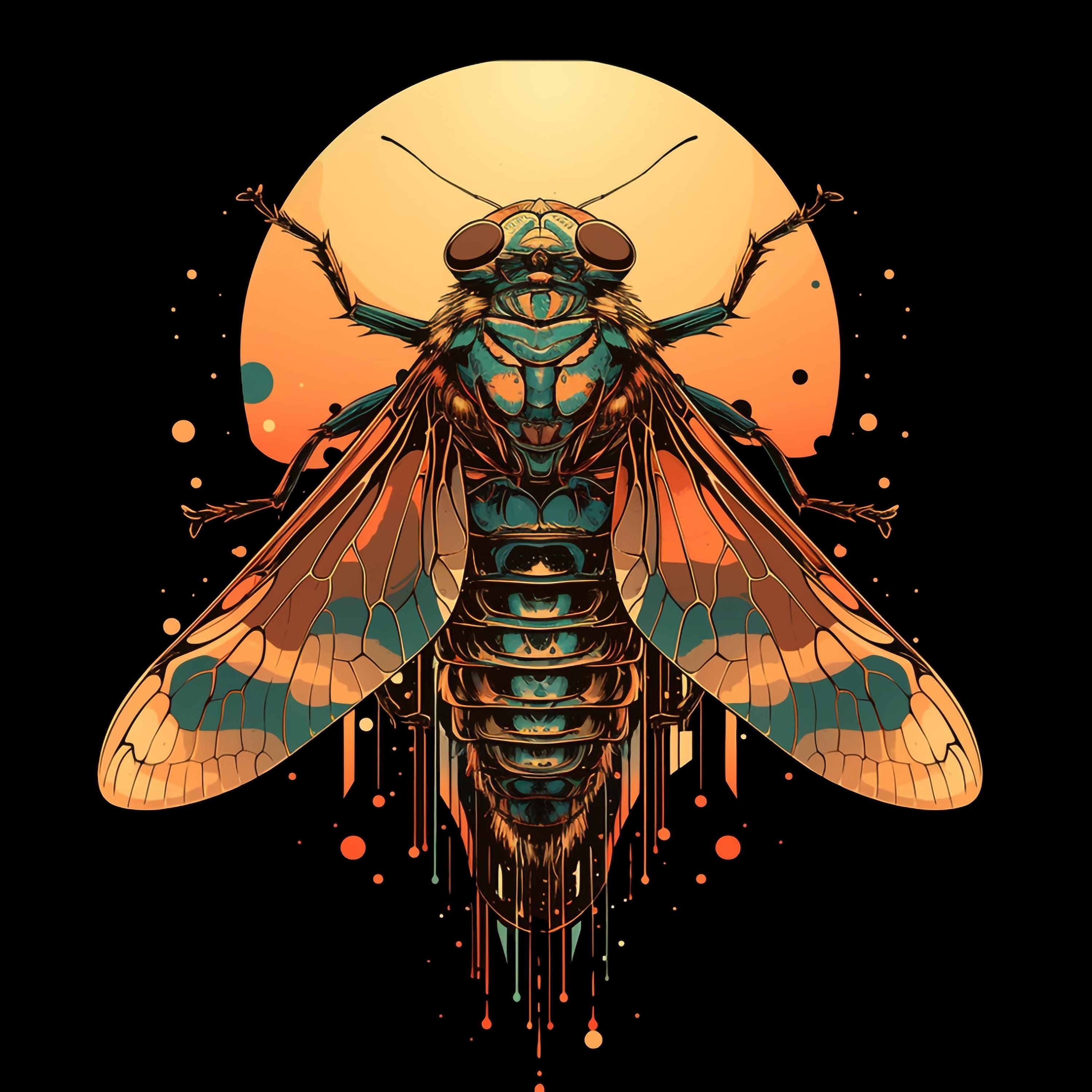 Bohemian Cicada Clipart Bundle, Tribal Boho Art Set, Kids Room Decor ...