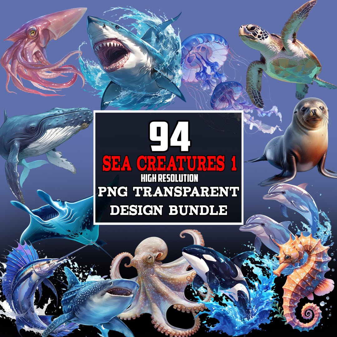 Sea Creatures Png Bundle - Etsy