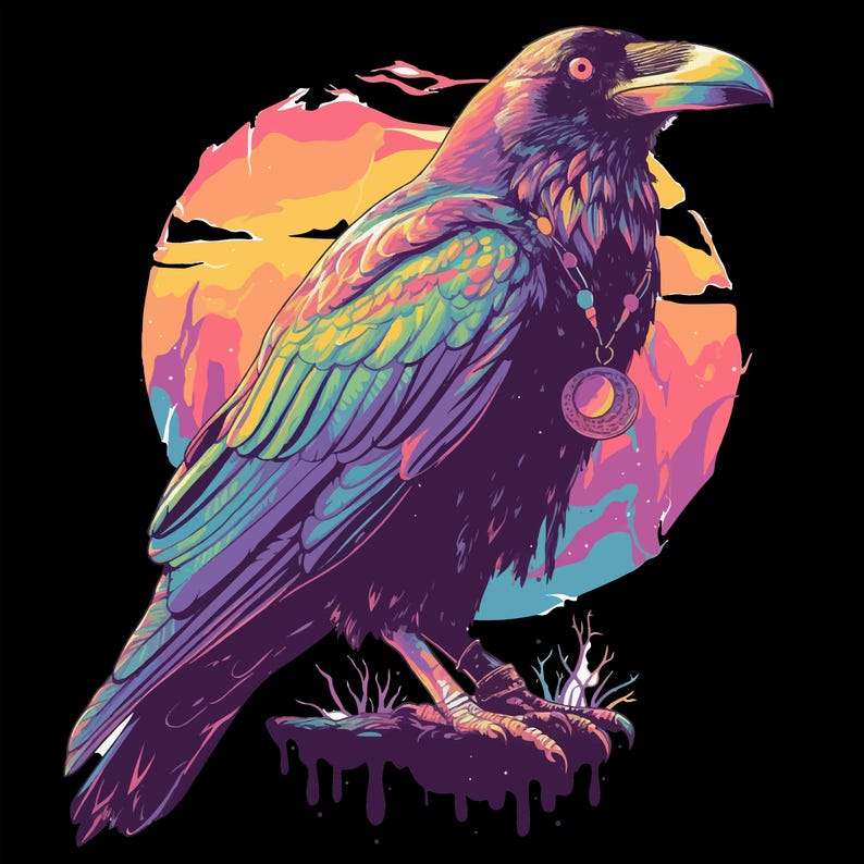 Raven Design Bundle , Psychedelic Raven Design Bundle - Etsy
