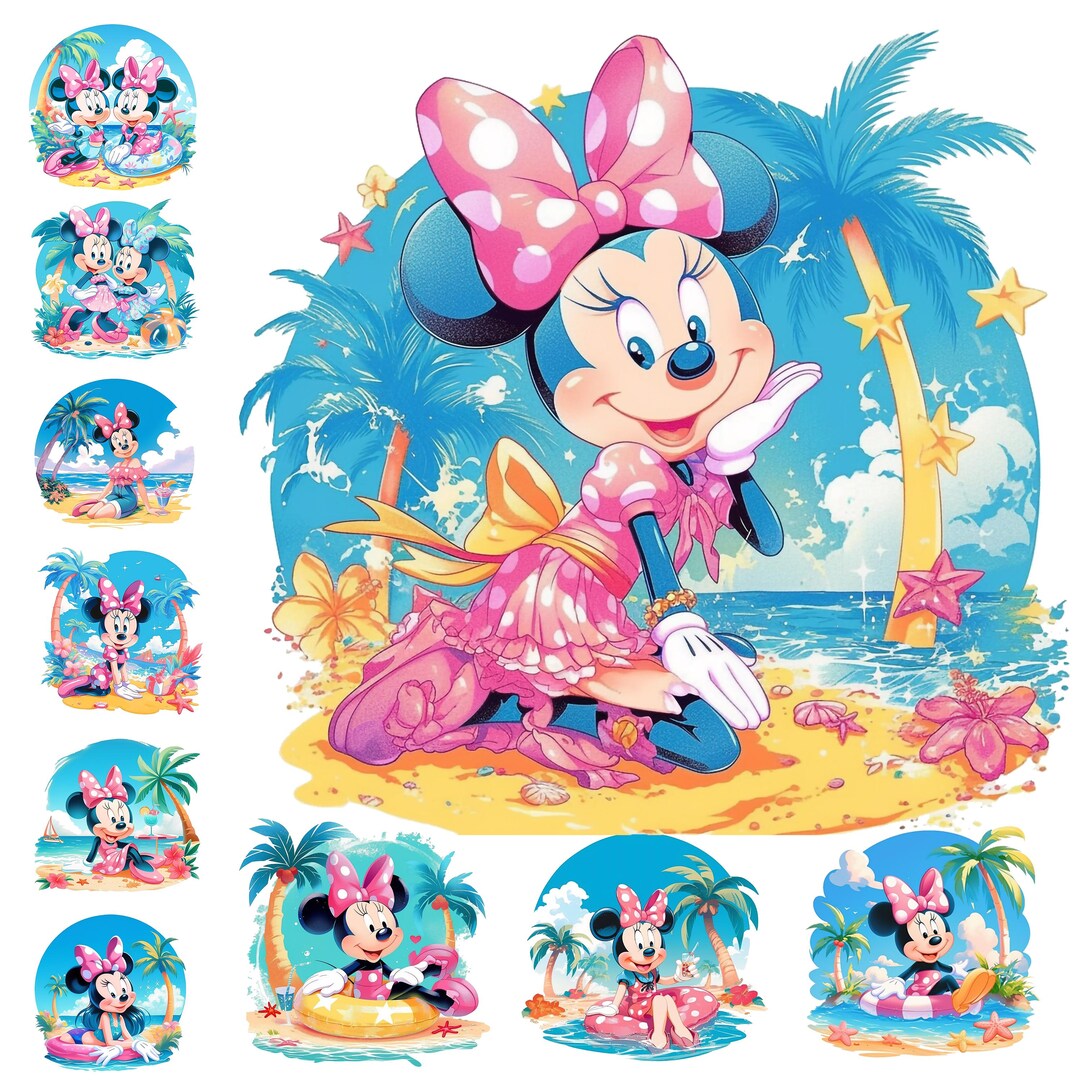Minnie Mouse Beach Design Clipart - Commercial Use, Instant Download ...