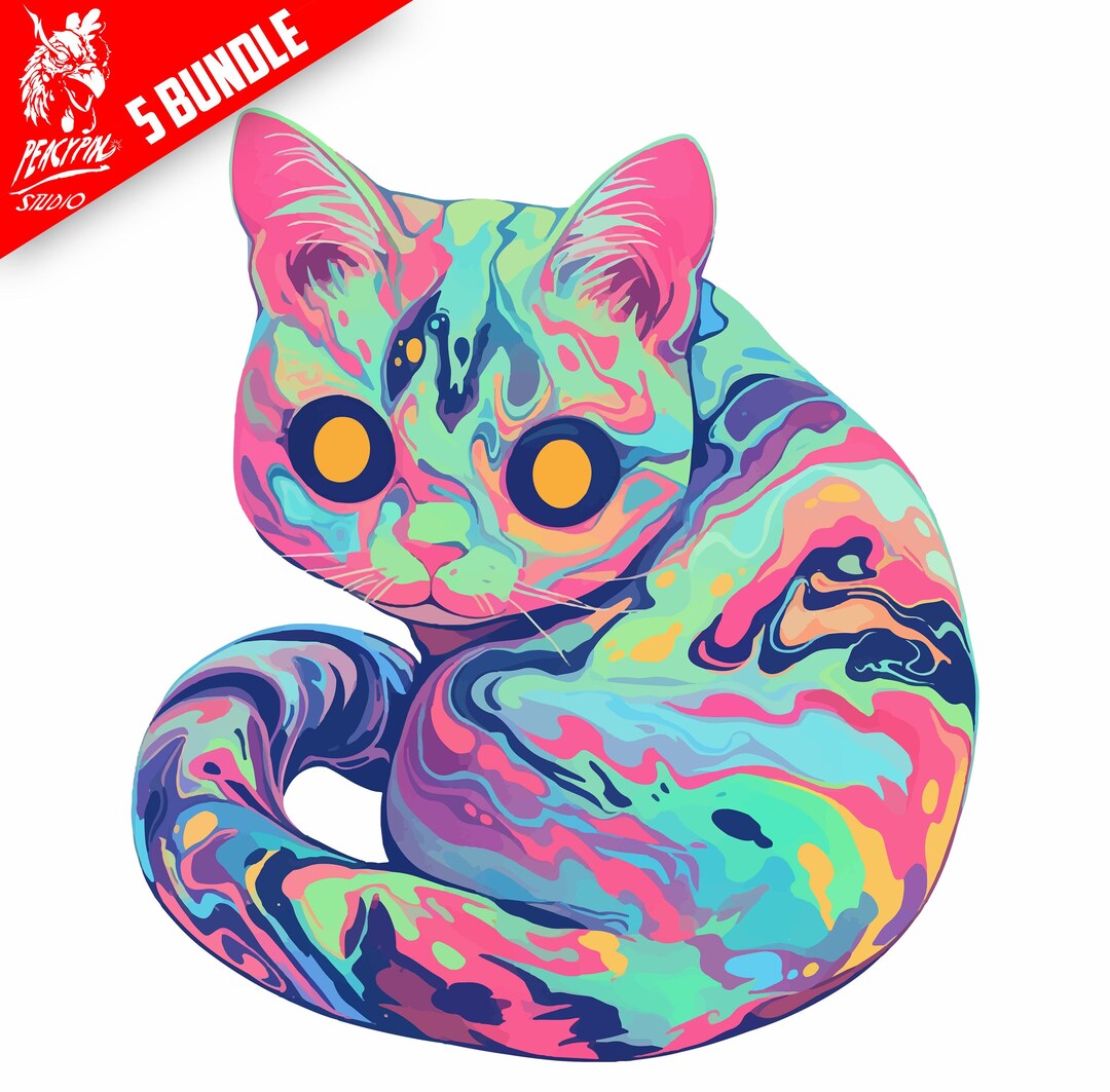 Cat Clipart Trippy Psychedelic Cat High-quality Designs Png Transparent ...