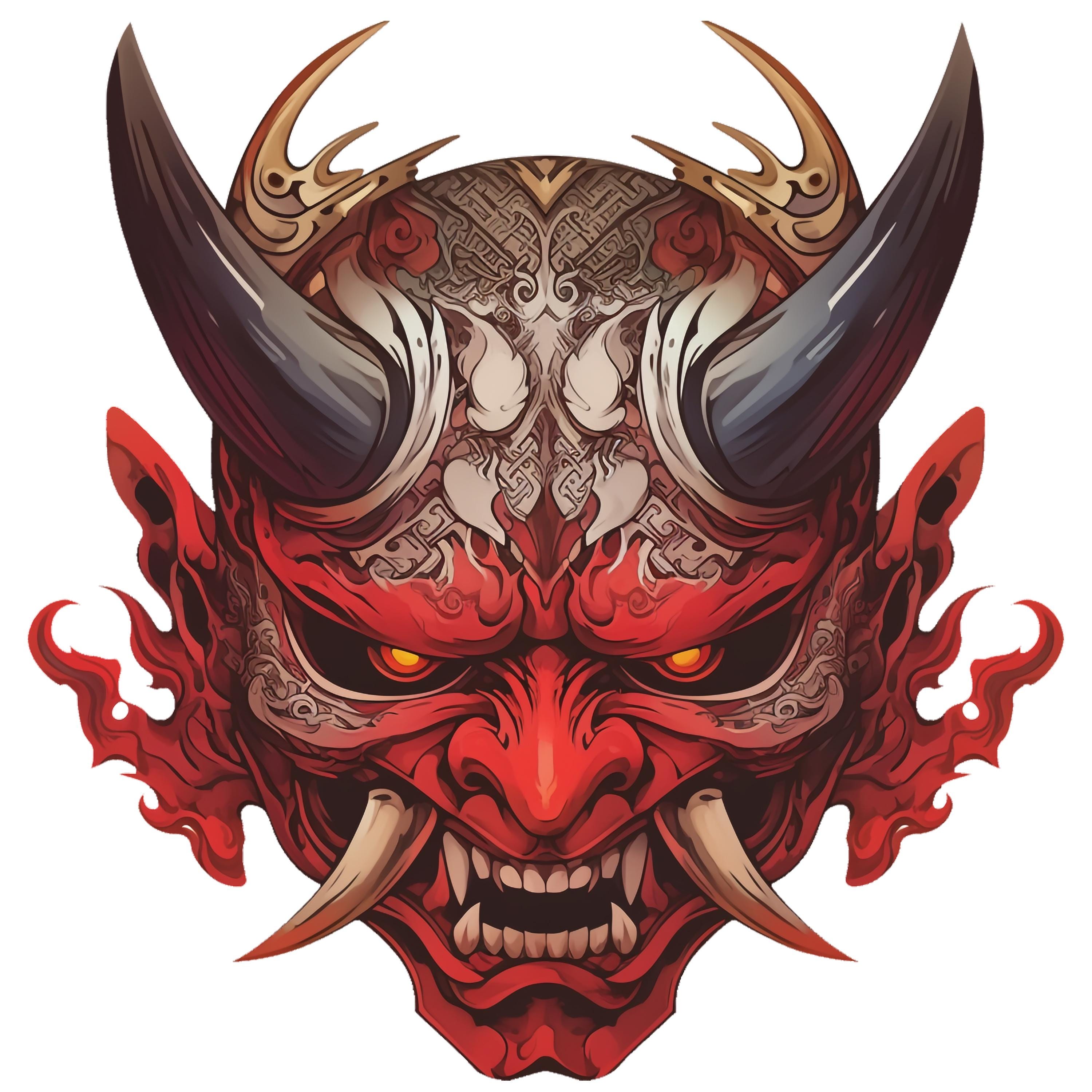 Oni Masks Clipart - 10 PNG Traditional Japanese Mask Illustrations ...