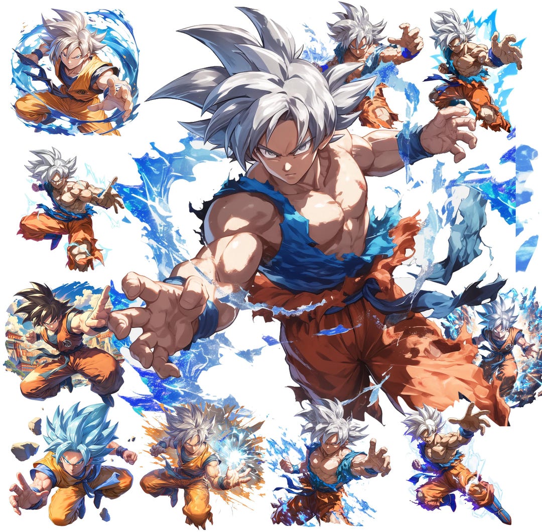 Super Saiyan PNG Bundle | High-quality Anime Designs for DTF Transfers ...