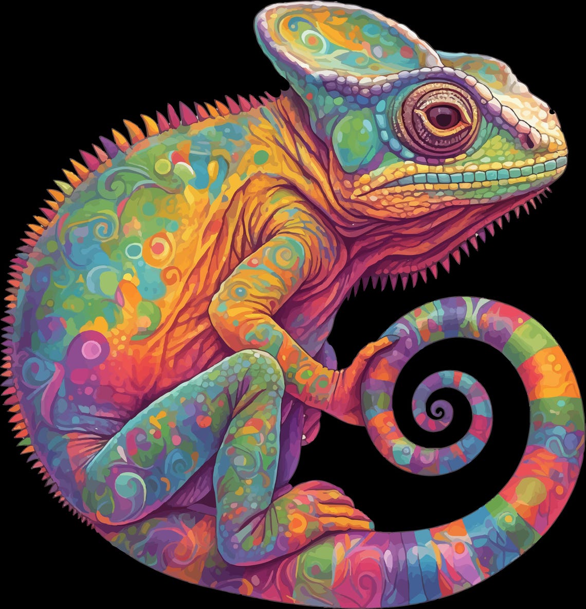 Chameleon Clipart | Trippy Psychedelic Chameleon | High-quality Designs ...
