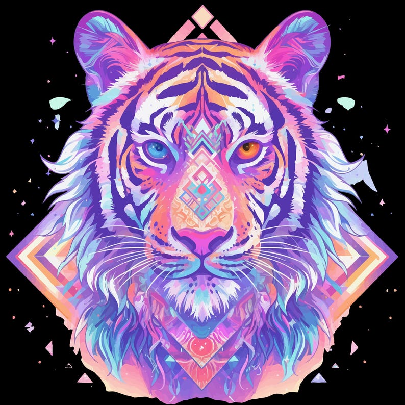 Tiger Head Design Bundle , Iridescent Tiger Head Design Bundle - Etsy