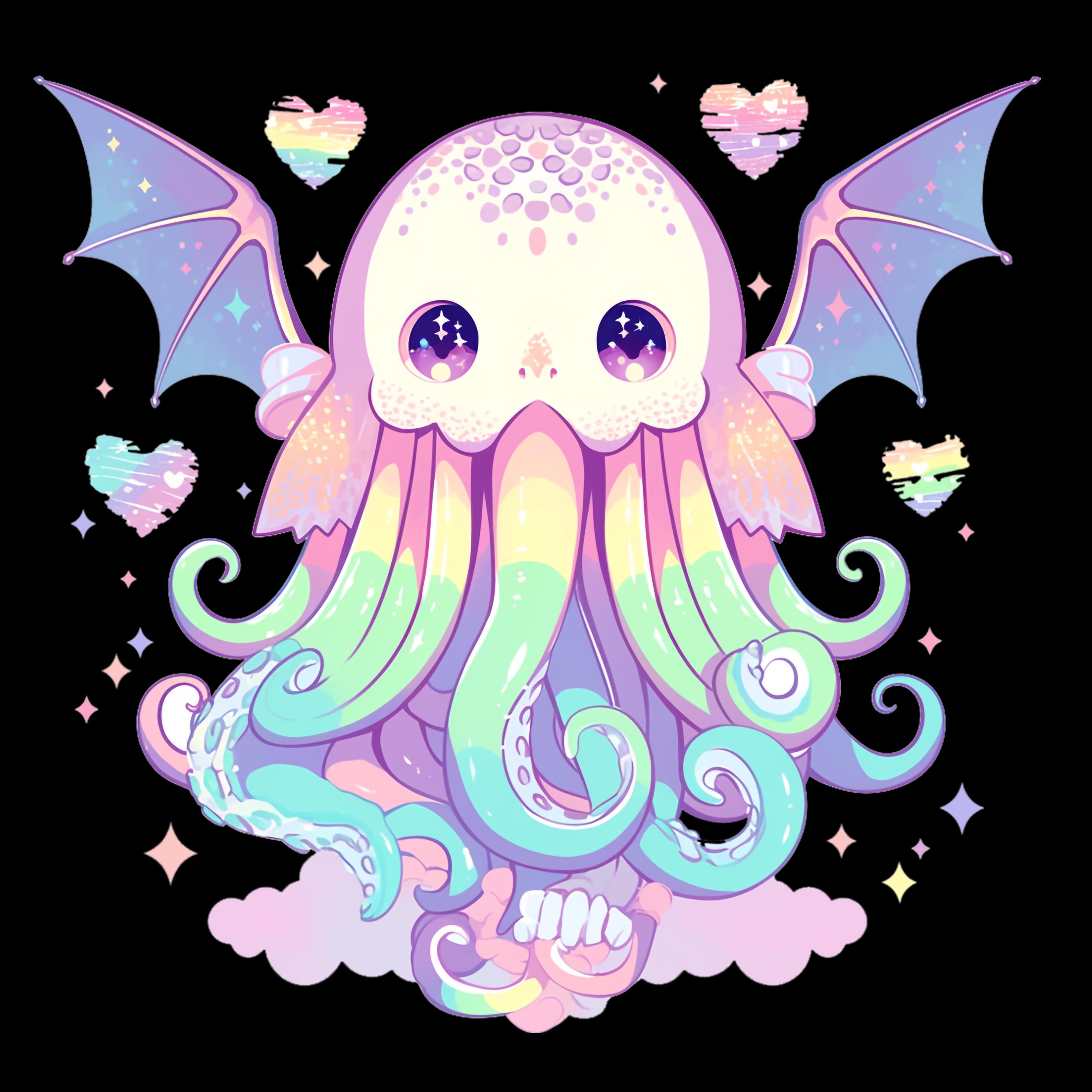 Iridescent Cthulhu Png, Sublimation Design, Kids Png, Baby Cthulhu Png ...