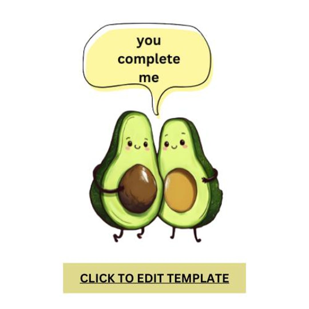 Editable Avocado Template, Fun Template for T Shirt, Instant Download ...