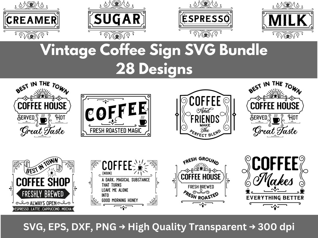 Farmhouse Coffee Sign SVG Bundle: Vintage Kitchen Designs (28 Designs ...
