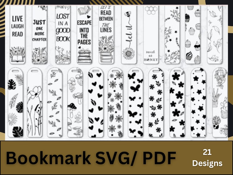 Bookmark SVG Bundle, Reading Quotes, Floral, Kids Designs (21 Files) - Etsy
