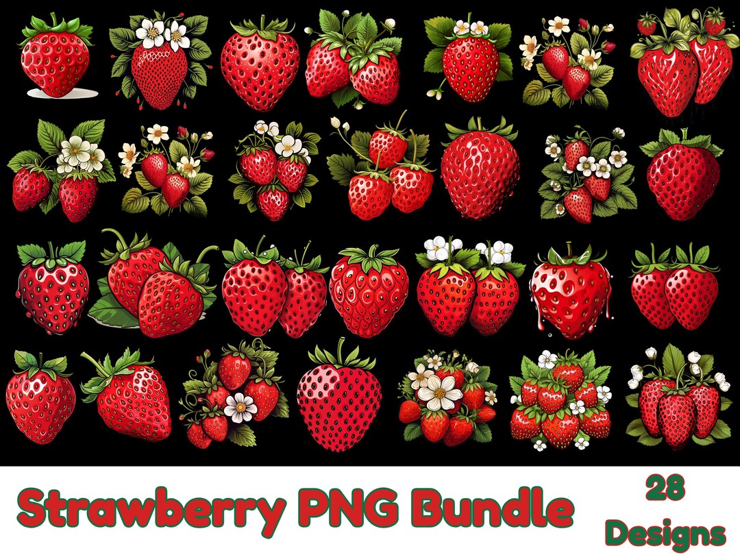 Watercolor Strawberry Clipart Bundle: PNG Files for Sublimation ...