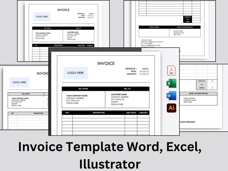 Invoice Template, Editable Invoice Template, Business Invoice ...
